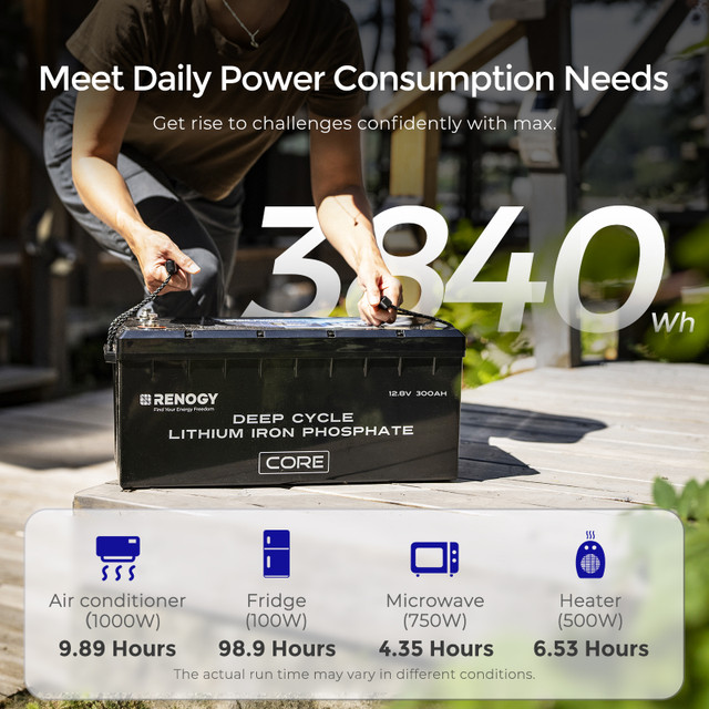 CORE 12-Volt 300Ah Deep Cycle Lithium Iron Phosphate Battery w/ Self ...